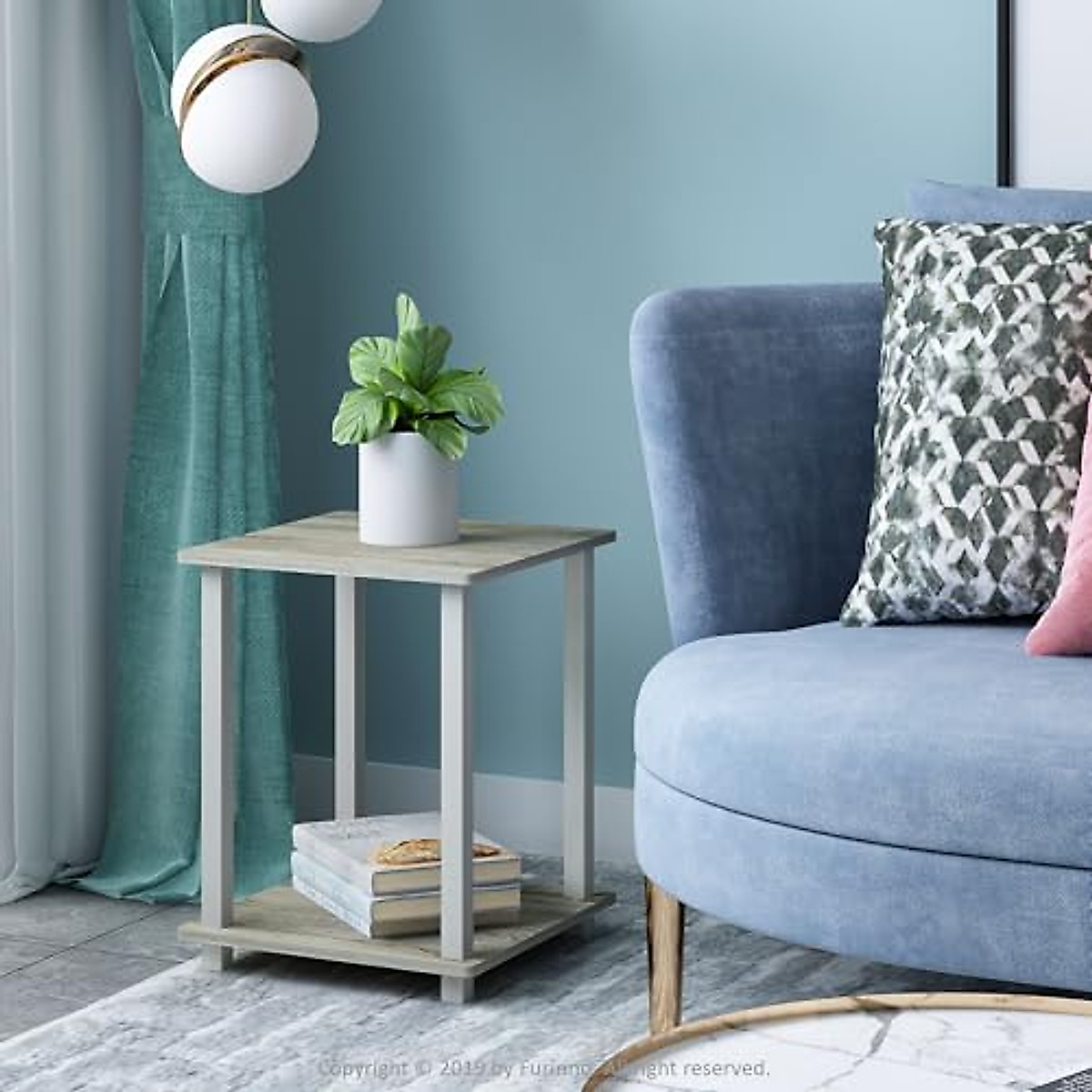 Furinno Simplistic Set of 2 End Table, Sonoma Oak/White