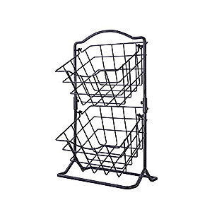 SunnyPoint 2-Tier Metal Mini Countertop Fruit Storage Basket, Antique Black