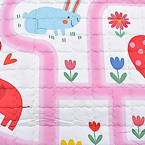 ABREEZE Baby Kids Play Mat Tummy Time Floor Mat Drawstring Toy Bag Foldable Soft and Washable Toys Storage Organizer Children Play Rugs with 59 inches Large Diameter(Pink)