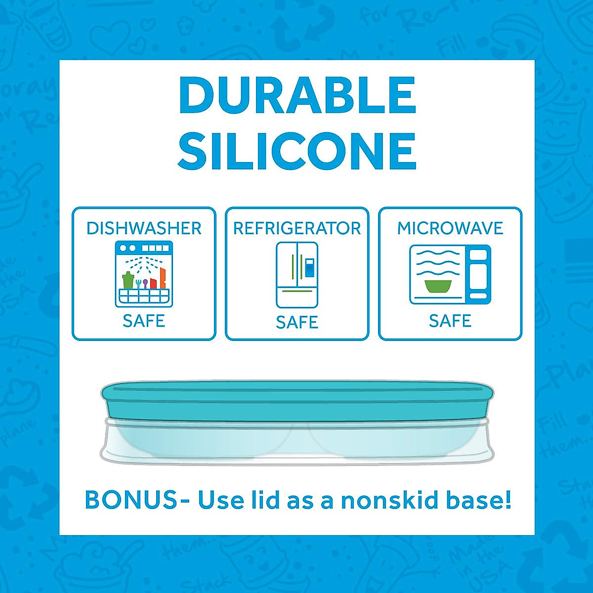 Re-Play -Made in USA - 5 Piece Toddler Feeding Set Flat Plate, Silicone Storage Lid, Utensils - Made from Environmentally Friendly Recycled Milk Jugs - Purple