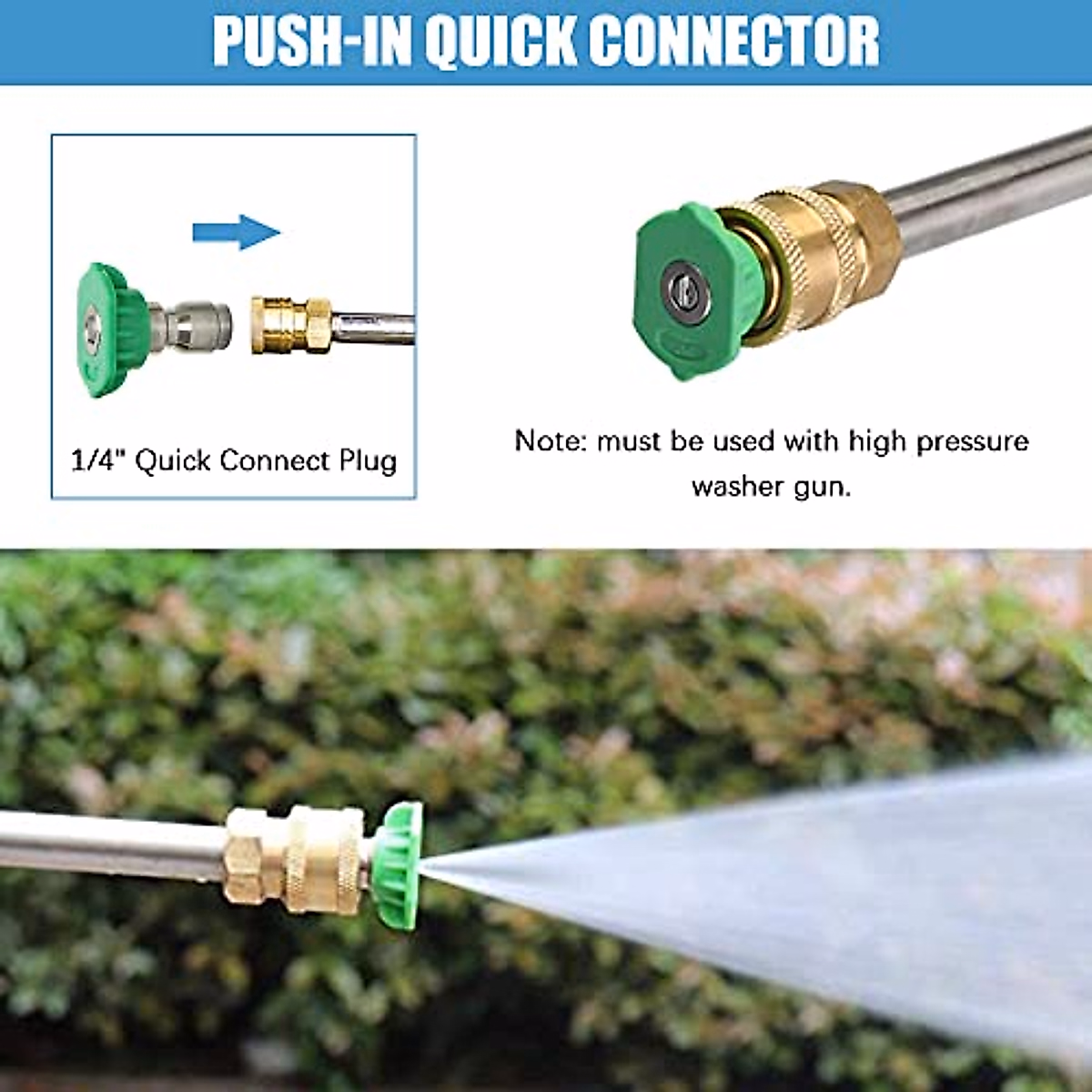 Pressure Washer Nozzle Tips Multiple Degrees, for 1/4'' Quick Connect Nozzles 5-Pack (2.5 GPM)