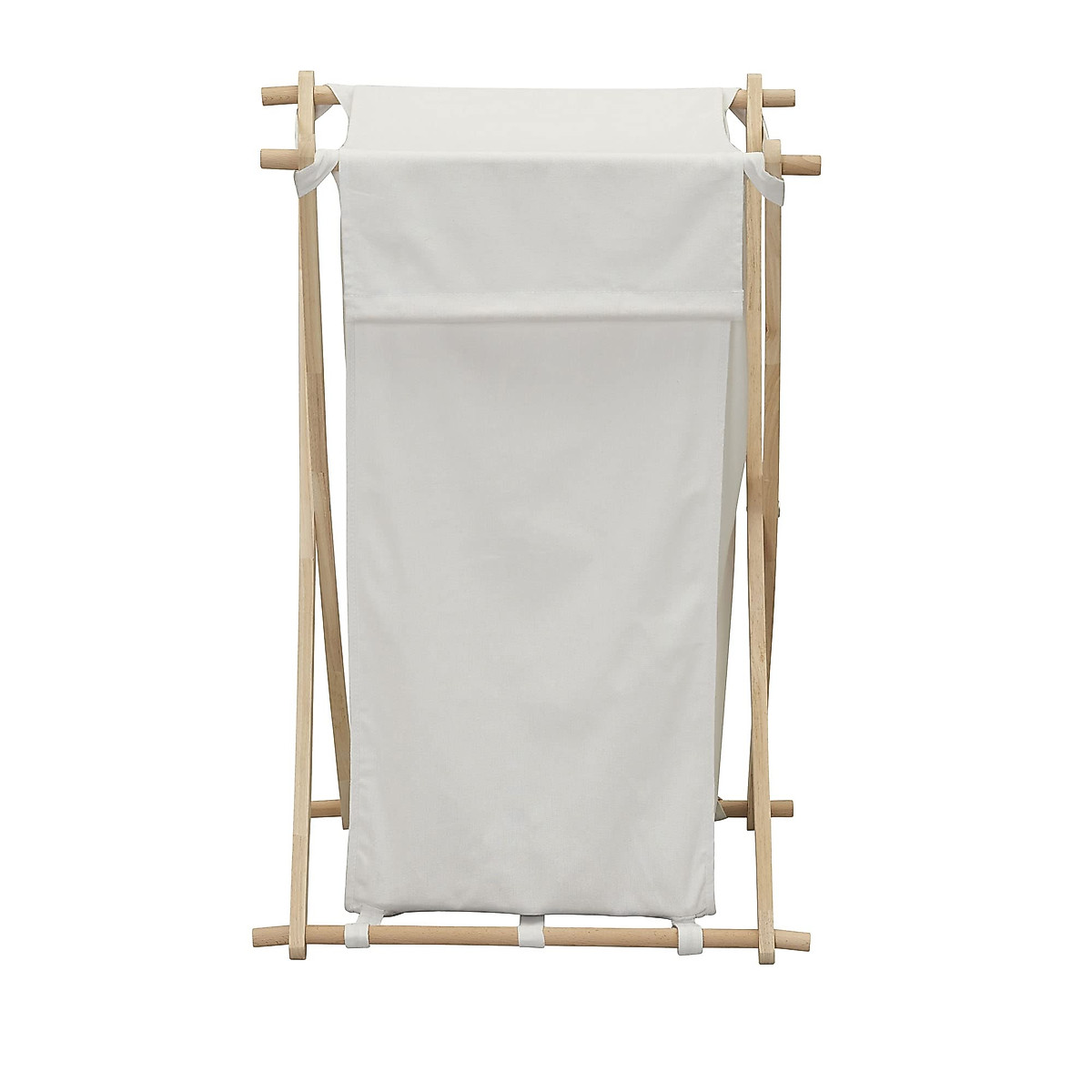 Household Essentials White Househod Essentials Laundry Hamper with Wood X Frame Large