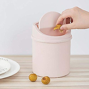 REBABA Desktop Mini Trash Can with Swing Lid, Plastic Tiny Waste Bin Countertop Trash Can for Office Bathroom Kitchen Hotel(Grey)
