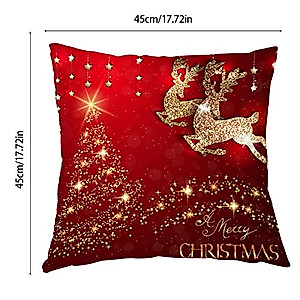 Cushion Decoration Christmas Pillow Cover Holiday Xmas Decor Throw Pillow Case for Sofa Couch Office Bedroom Decorations - 18 x 18 in