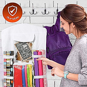 Wrapping Paper Storage Plastic Ziplock Bag Organizer - 40" Storage Containers - Door Hanging Gift Wrapping Organizer Storage for Closet