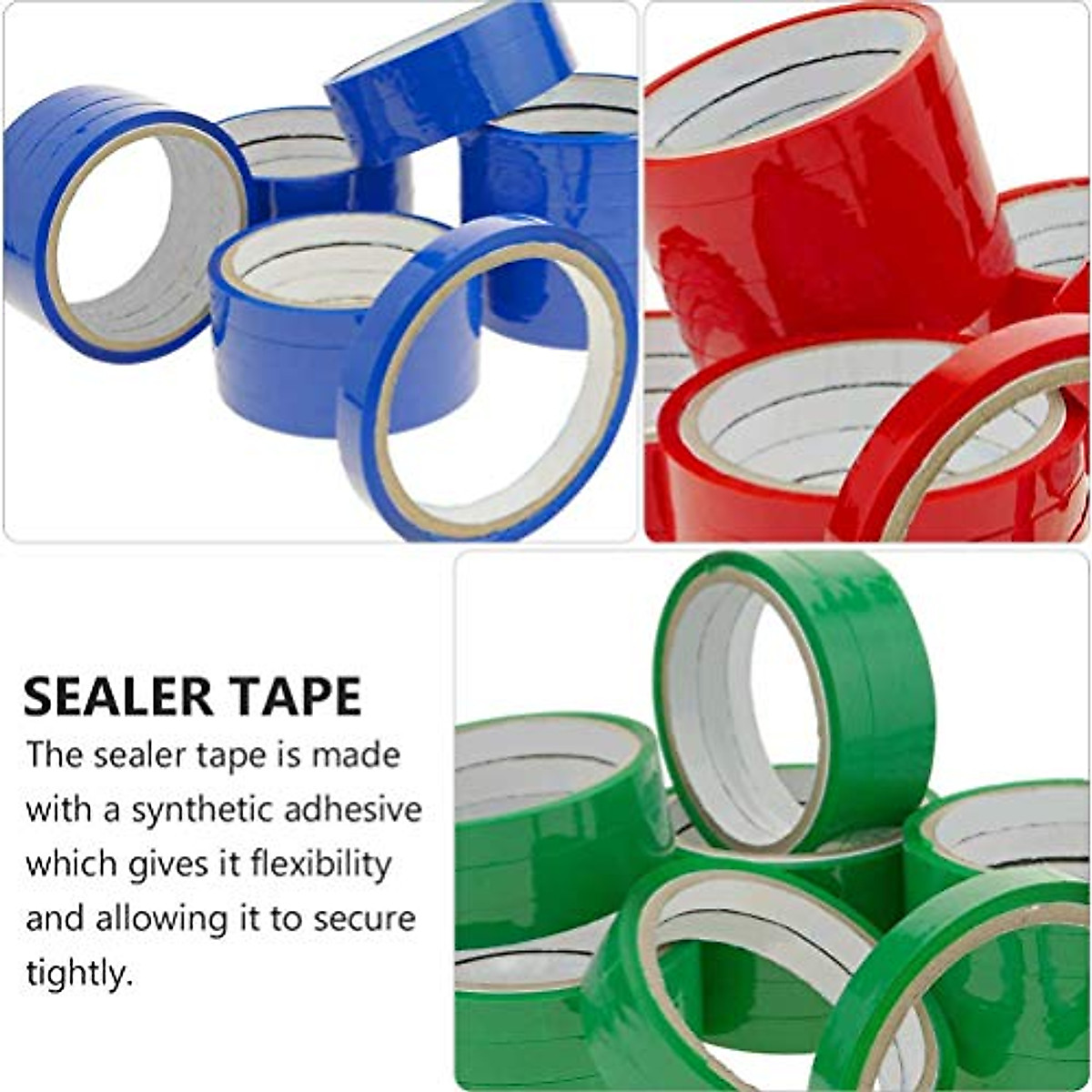 Wakauto 18 Pcs 12mm Poly Bag Sealing Tape Freezer Ice Food Bags Colorful Sealing Tape Bag Sealer Machine Tape Roll for Home Shop
