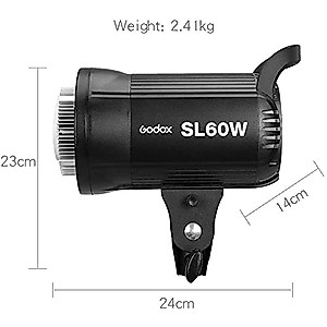 Godox SL-60W CRI 95+ LED Video Light SL60W White 5600±300K Version 60WS Bowens Mount Wirelessly Adjust Brightness, 433MHz Grouping System + Reflector