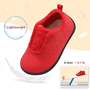 BARERUN Toddler Slippers Boys Girls Warm Skin-friendly House Slippers Soft-Lightweight Around House Shoes for Kids Indoor/Outdoor, Red, 8-8.5 Toddler