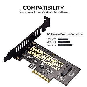 M.2 NVME SSD to PCIe 4.0/3.0 x4 Adapter, M.2 2280 2260 2242 2230 SSD to PCIe 4.0/3.0 x4 Host Controller Adapter Card with Aluminum Heatsink for PC Desktop with Full Speed