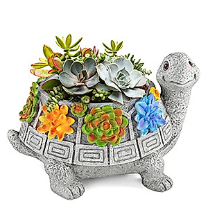 LESES Turtle Succulent Pot Planters for Indoor Plants with Drainage Hole, Flower Garden Cute Pots for Plants, Succulent, Cactus Home Office Desk Garden Decor Plant Lovers Gifts for Woman