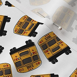 Spoonflower Fabric - Scattered School Bus Education Hand Drawn Teacher Printed on Petal Signature Cotton Fabric Fat Quarter - Sewing Quilting Apparel Crafts Decor