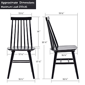 DUHOME Dining Chairs Set of 4, Wood Dining Room Chairs Slat Back Kitchen Room Chair Windsor Chairs, Black