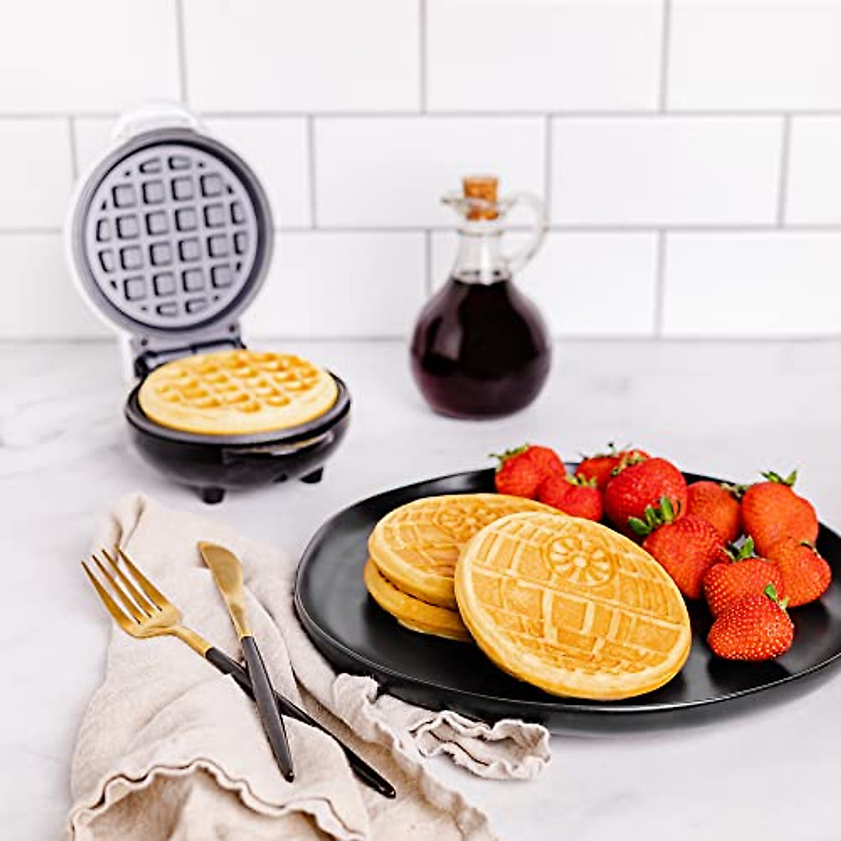 Uncanny Brands Death Star Mini Waffle Maker - Star Wars Small Kitchen Appliance