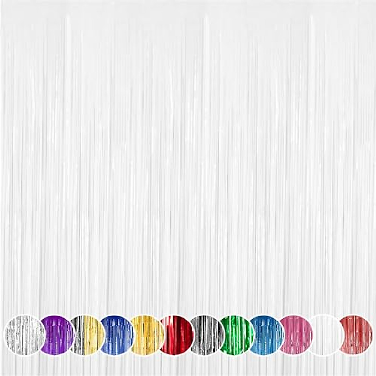 BTSD-home White Foil Fringe Curtain, Metallic Photo Booth Backdrop Tinsel Door Curtains for Wedding Birthday Bridal Shower Baby Shower Bachelorette Christmas Party Decorations(2 Pack, 6ft x 8ft)