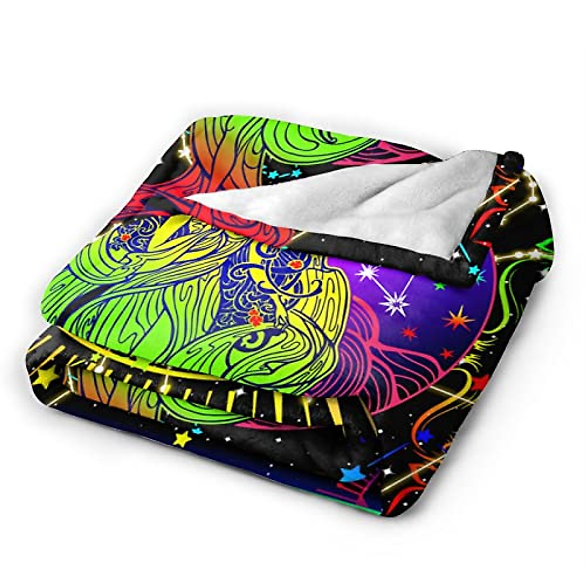 Kaydems Virgo Blanket Flannel Constellations Throw Blankets Zodiac Sign for Couch Bed Sofa Traveling Camping 60"X50"