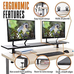 Stand Steady 48" Clamp-on Desk Shelf - Extra Large Surface Supports 3 Monitors - Sturdy 4 ft Monitor Stand Riser Easily Attaches with Clamp - No Screws Needed! (Large - 48 Inch)