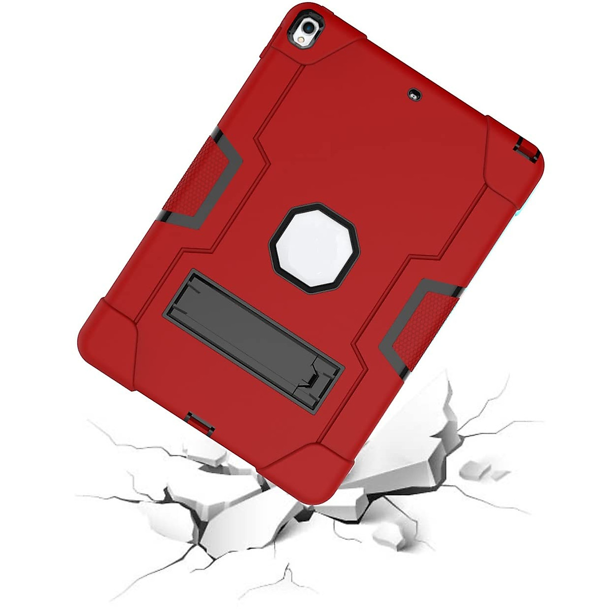 Jaorty Case for iPad Air 3 10.5" 2019,for iPad Pro 10.5 inch 2017 Case,3 in 1 Hybrid [Soft&Hard] Heavy Duty Rugged Stand Shockproof Anti-Slip Anti-Scratch Full-Body Protective Case,Red/Black