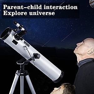 WUEURU Reflector Telescope, 76mm Aperture 700mm AZ Mount Portable Astronomy Refractor Telescope, (35X-525X) Multi-Coated High Transmission Telescope & Adjustable Tripod, Smartphone Adapter