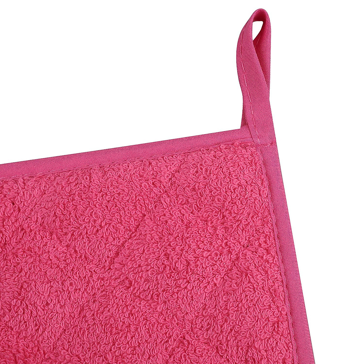 100% Cotton Kitchen Everyday Basic Terry Pot Holder Heat Resistant Coaster Potholder for Cooking and Baking Set of 5 (Dark Pink, Potholder)