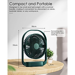 AceMining Fan, Silent Fans & Cooling, Rechargeable Fans, Desk Fan with 4 Speed, USB Fan with Night Light, 330° Rotation Electric Fan, Small Table Fan for Bedroom Office Bedside