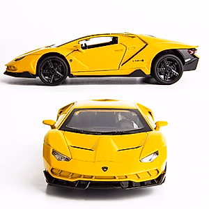 WAKAKAC Model Car Compatible for 1/32 Lambor LP770 Pull Back Toy Car Alloy Toy Vehicle with Light and Sound Music Car for Kids Boys Girls Birthday Gift(Yellow)
