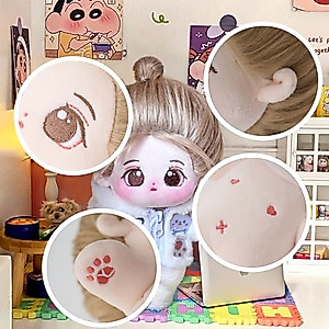 CALEMBOU 20cm Plush Doll, Cute Cotton Doll with Jointed Skeleton, Anime Soft Stuffed Dress Up Doll and Hairdressing Set, Collectible Gift (daibao, Boneless)
