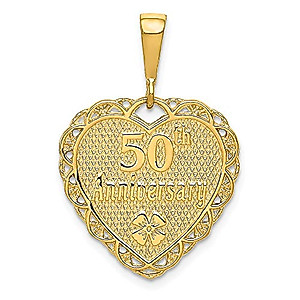 IceCarats 14K Yellow Gold Reversible 50th Anniversary Necklace Charm Pendant 29mm x 20mm Only
