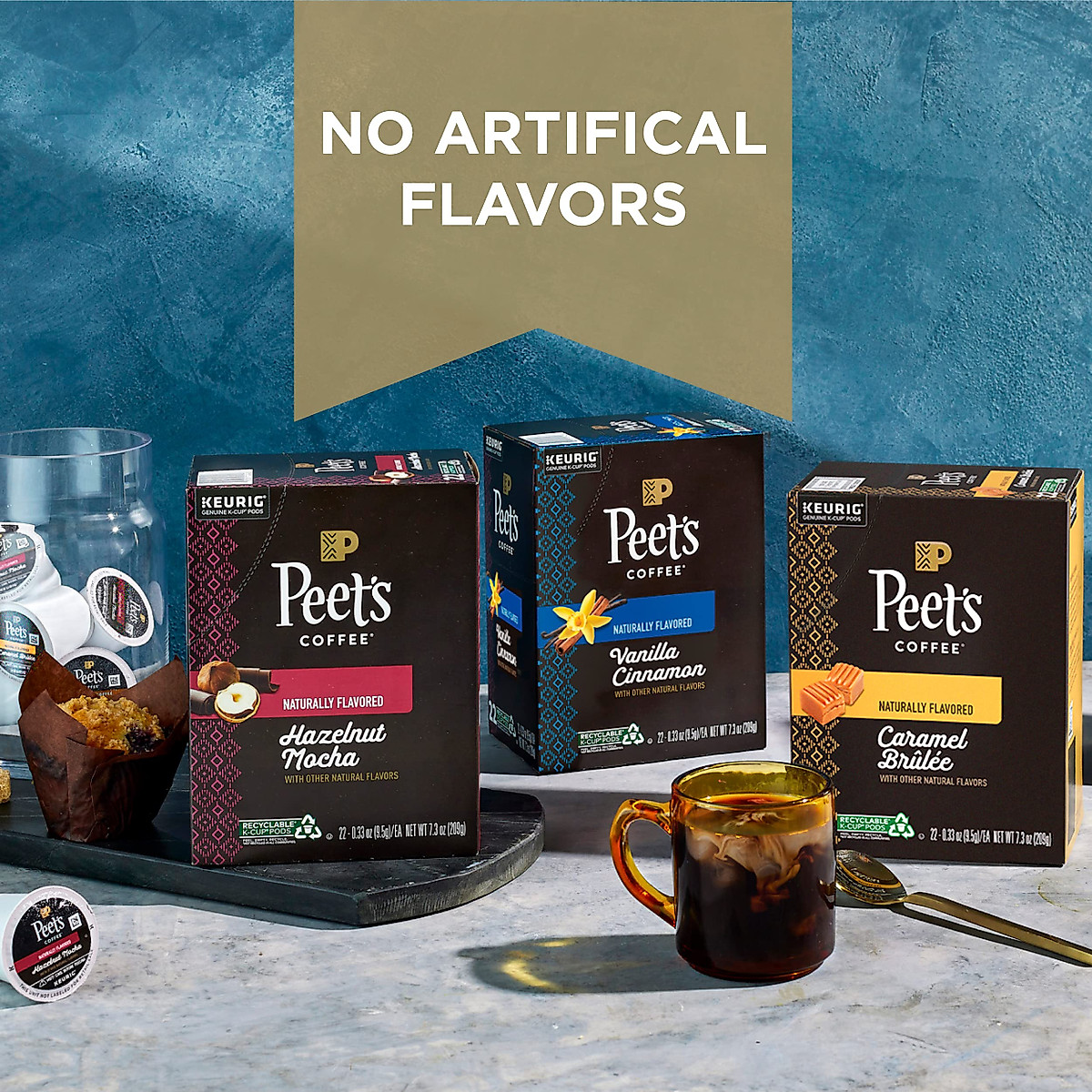 Peet’s Coffee, Vanilla Cinnamon - Flavored Coffee, 10 K-Cup Pods for Keurig Brewers (1 box of 10 pods), Light Roast