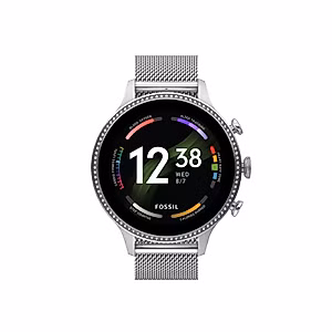 Fossil Unisex Gen 6 42mm Stainless Steel Mesh Touchscreen Smart Watch, Color: Silver (Model: FTW6083V)