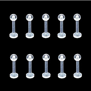 Happyupcity Cartilage Earring 30Pcs Clear Silica Gel and Acrylic Retainer Lip Rings Nose Studs Ear Helix Earring Clear Flat Top Retainer