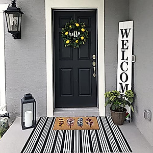 Black and White Striped Outdoor Rug 27.5"x43" Cotton Hand-Woven Reversible Foldable Washable Area Rug for Layered Door Mats Porch/Front Door, Entryway, Laundry Room, Farmhouse, Kitchen (27.5'' x 43'')