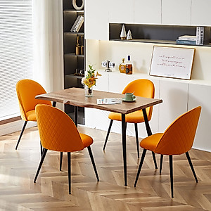 Homedot Modern Dining Table Set for 4,Durable Home Table with Chair,Stylish Rectangular Dining Table Upholstered Dining Chair Velvet Thick Cushion Room Chair for Restaurant,Dining Room,Store