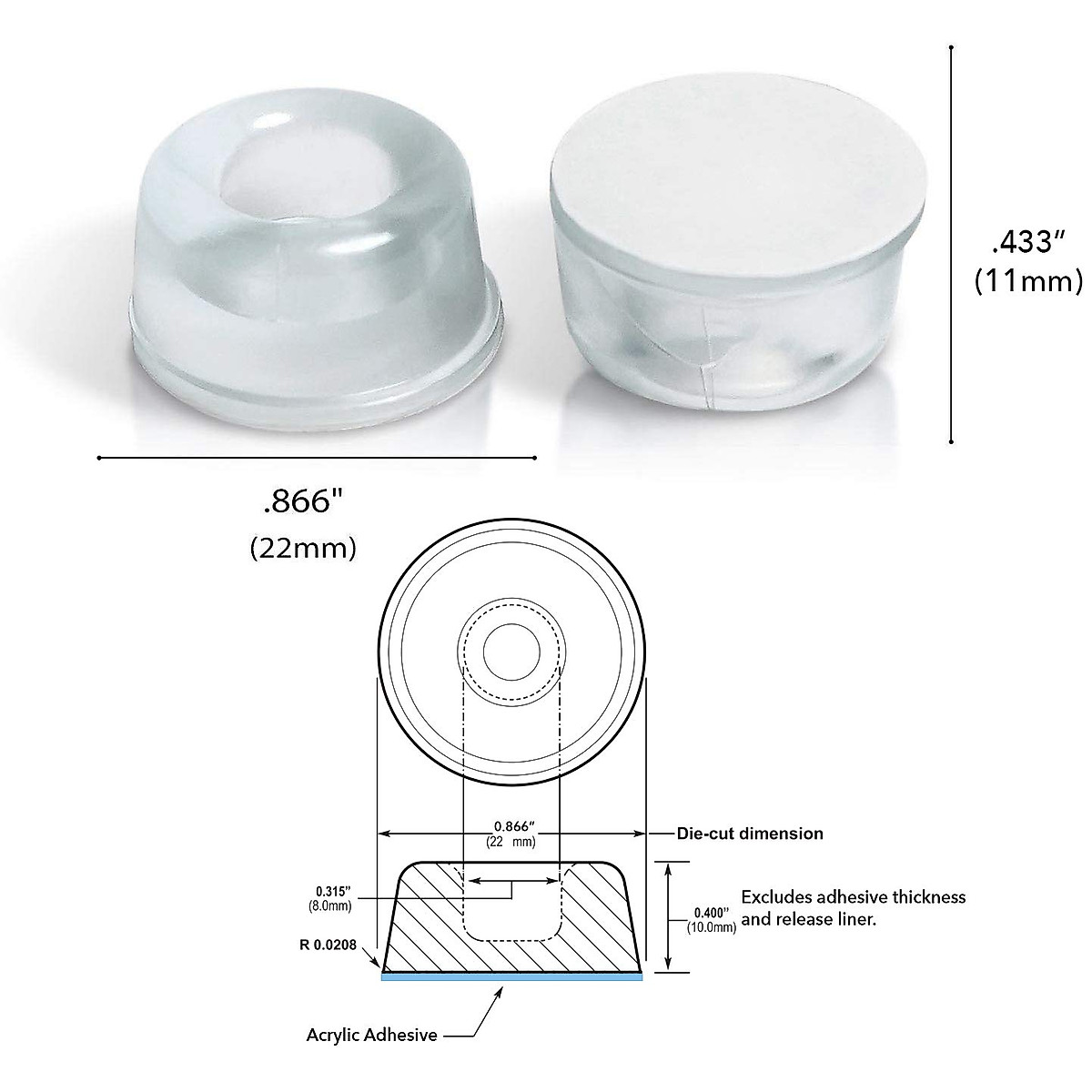 Clear Rubber Bumper Pads, Adhesive Door Stopper Wall Protector for Door Handle, Feet for Speakers, Roomba, Electronics, Furniture, Sliding Door Wall Shield (12 Pack)