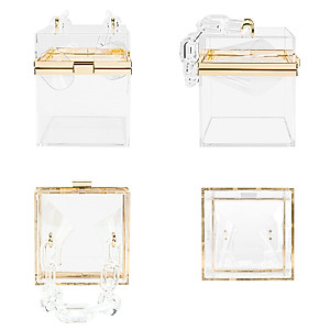 Women Acrylic Clutch Purse, Clear Square Box, Transparent Stadium-Approved Bag, Evening Party Dinner Handbag Medium