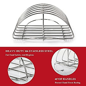 BBQ Rib Rack For Smoker Stainless Steel Rack For Large Big Green Egg and Kamado Joe Smoker Joe and 18" or Larger Grills Roast grill For Charcoal Grill Smoker