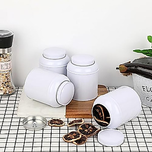 JUXYES Pack of 6 Tea Tins Canister with Airtight Double Lids, 18oz Loose Leaf Tea storage Airtight Kitchen Canisters, Round Tins Can Box for Storage Loose Tea Coffee Herbs and Spices, White