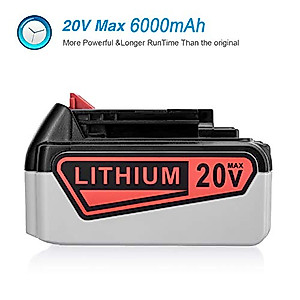 Powerextra 20V 6.0Ah Replacement Battery for Black and Decker 20V Cordless Power Tool 20 Volt MAX Lithium Ion Battery LBXR20 LB20 LBX20 LBXR2020-OPE LBXR20B-2 LB2X4020