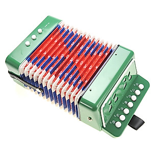PowerTRC Kids Accordion, Musical Instruments for Kids Ages 9-12, Beginner Toddlers Children Mini Toy Accordian 10 Keys Button Control Light Weight (Green)