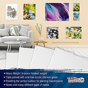 U.S. Art Supply 9 x 12 inch Stretched Canvas Super Value 8-Pack - Triple Primed Professional Artist Quality White Blank 5/8" Profile, 100% Cotton, Heavy-Weight Gesso - Acrylic Pouring, Oil Painting
