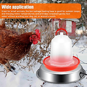 Gsbomzap 12 Inch Chicken Water Heater Base, 5 Gallons Poultry Drinker Heater Base with Thermostat and Power Cord, Automatic Electric Poultry Winter Deicer Heated Base for Plastic/Metal Chicken Waterer