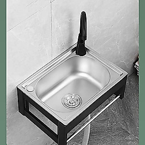 Commercial Restaurant Kitchen Sink 1 Compartment Stainless Steel Sink Wall Mounted Sink With Faucet Combo And Strainer For Restaurant,Laundry Room,Backyard,Kitchen,Garage (Color : Bracket2, Size : 5