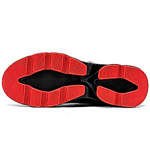 LARNMERN Steel Toe Shoes for Men Women Comfortable Safety Sneakers Breathable Tennies Sneakers Indestructible Work Shoes Black/Red