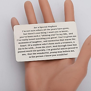AKTAP Nephew Gift For A Special Nephew Engraved Wallet Insert Graduation Card Inspirational Gift For Nephew From Uncle (Nephew Engraved Wallet)