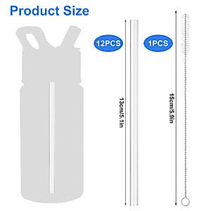 12pcs Straw Replacement for Simple Modern Kids, Water Bottle Straw Accessories for Simple Modern Kids Water Bottle Stainless Steel Reusable Tumbler for Toddlers 14oz, Including 1 Brush