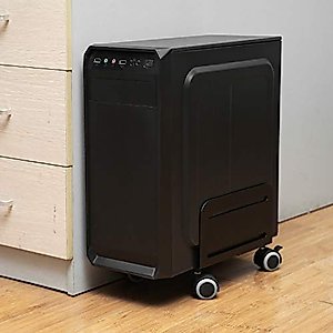 CPU Stand, Computer Tower Stand with 2 Locking Wheels and 2 Caster Wheels, UPC Steel Rolling Stand Computer Stand for Desktop Tower (Black)