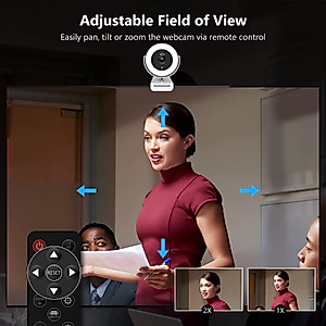 NexiGo N940E (Gen 3) 60FPS Zoomable 1080P Webcam with Remote Control, Magnetic Privacy Cover, Adjustable Brightness, Noise Reduction Mics, for Zoom Skype Teams, White