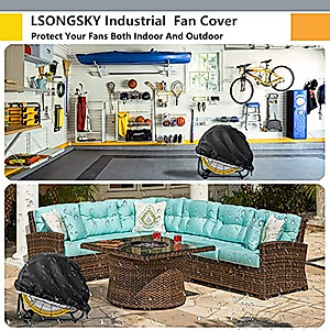 LSongSKY Industrial Fan Cover,Waterproof&Dustproof Cover Suitable for 24" High Velocity Movement Heavy Duty Drum Fan, Heavy Duty Outdoor Floor Fan Cover,Fits up to 29.9 x 8.6 x 29.9 inches,Black