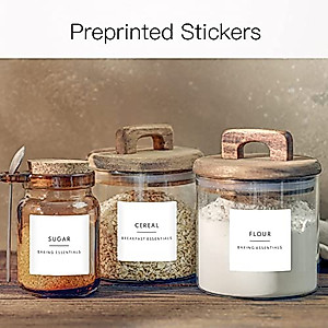 VUDECO Kitchen Labels White Kitchen Pantry Labels Minimalist Pantry Labels Preprinted Waterproof Pantry Labels for Containers Labels for Spice Jars Glass Bins Food Organization Labels Stickers