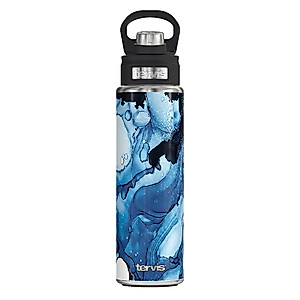 Tervis Inkreel - Blue Tides Triple Walled Insulated Tumbler Travel Cup Keeps Drinks Cold, 24oz Wide Mouth Bottle, Stainless Steel