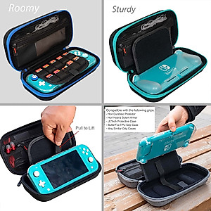 ButterFox Extra Large Carrying Case for Nintendo Switch Lite, Fits Charger, Compatible with JETech Protective Case and Most Grips, Game and Accessories Storage (Turquoise Blue/Black)